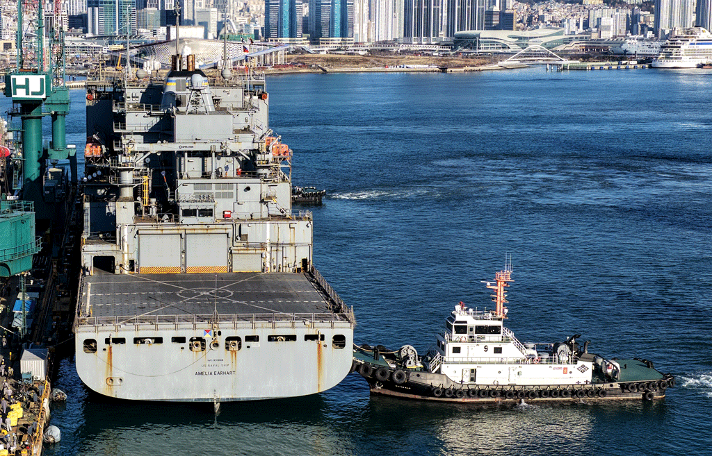 USNS Amelia Earhart at HJSC’s Yeongdo Shipyard – SeaWaves Magazine